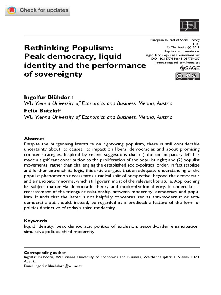 Rethinking Populism Peak Democracy Liqui | PDF