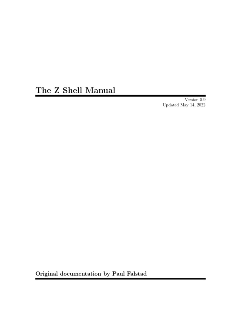 The Z Shell Manual | PDF