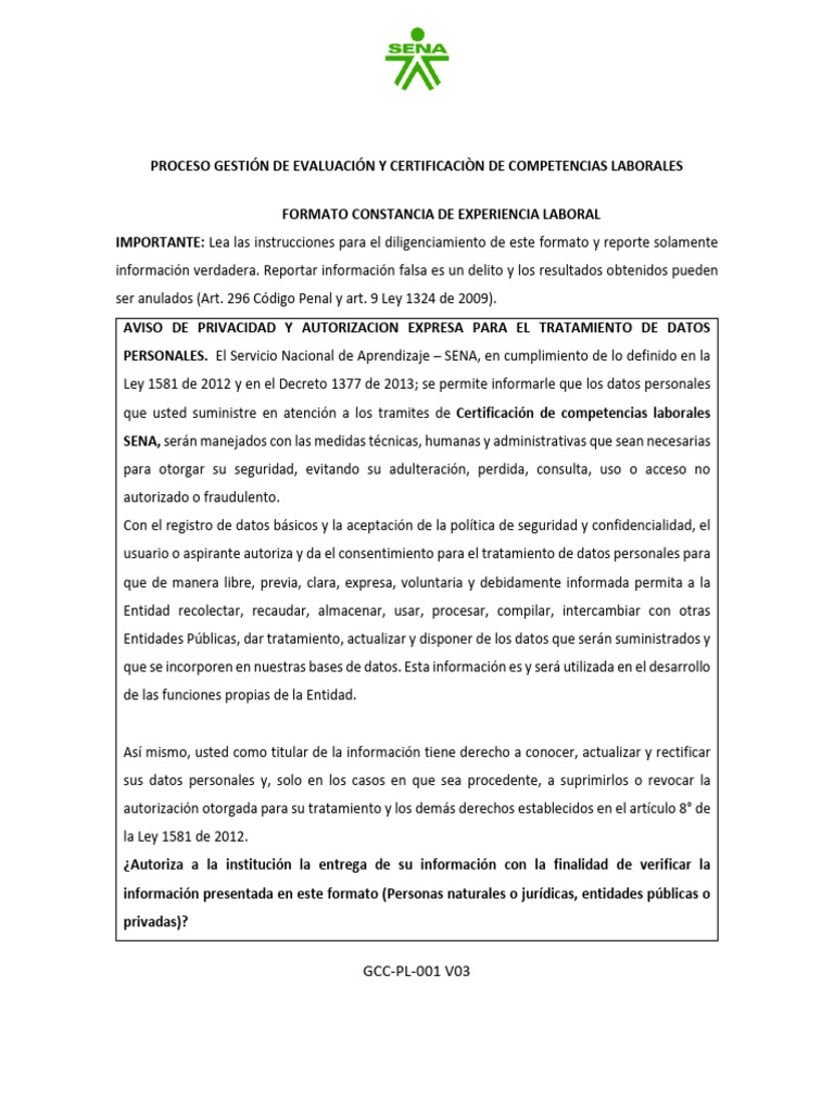 FORMATO CONSTANCIA LABORAL | PDF