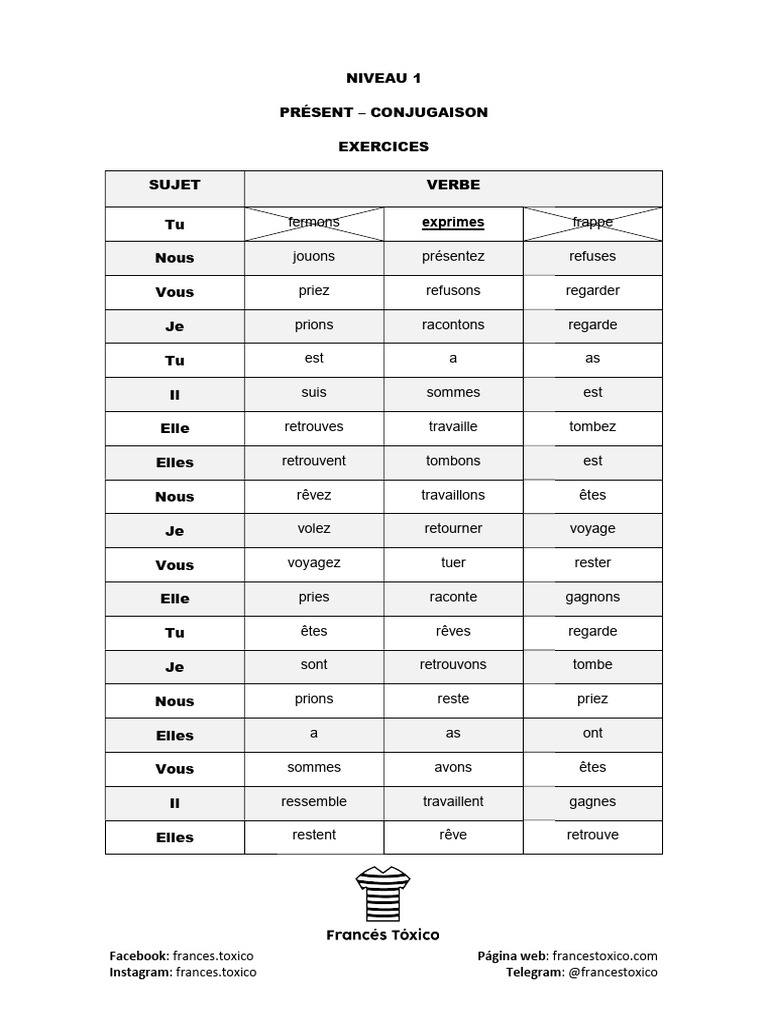 30 - PRÉSENT - CONJUGAISON EXERCICES _F_.docx | PDF