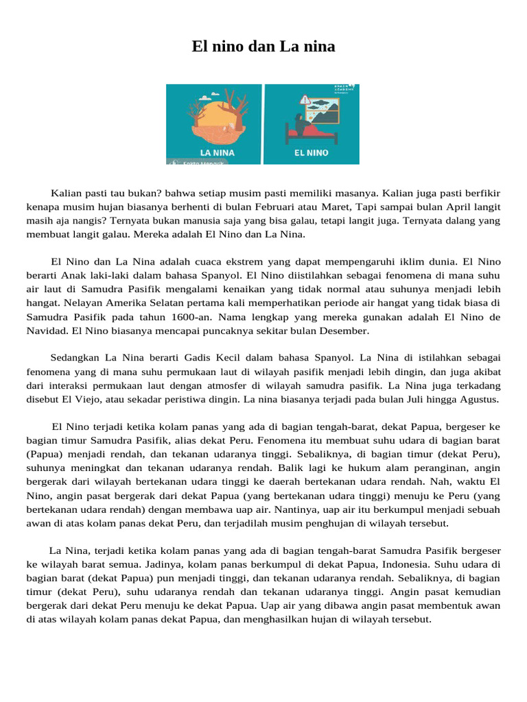 El Nino Dan La Nina - LHO Kelompok 4 - 20240730 - 190306 - 0000 | PDF