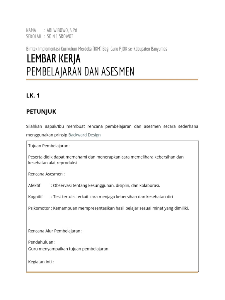 LK Assesmen_ ARI WIBOWO | PDF