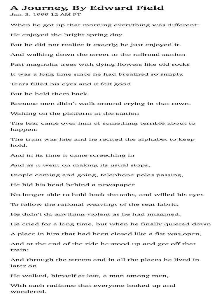 A Journey, by Edward Field - Los Angeles Times | PDF