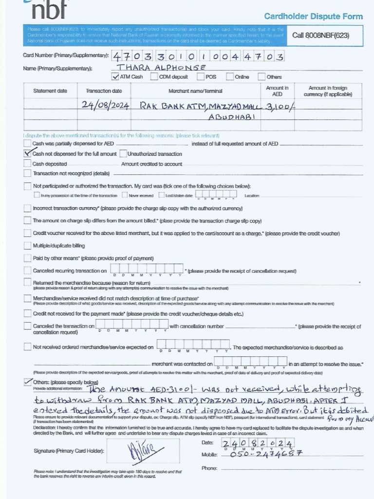 Dispute Form (1) | PDF