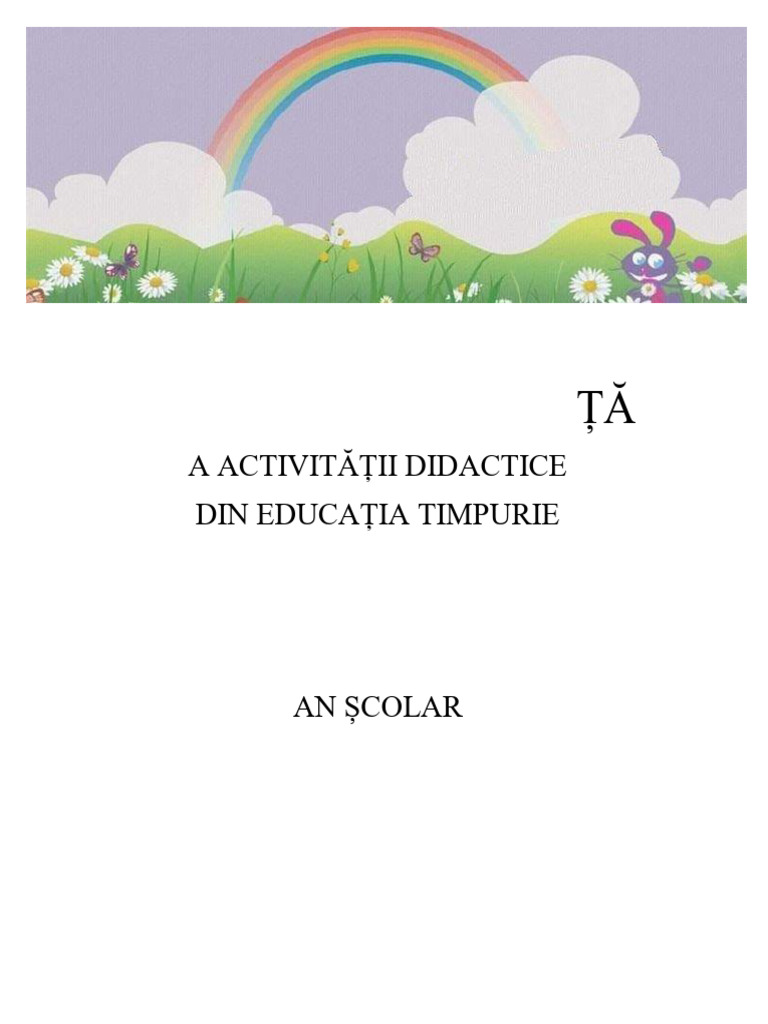 Condica de Evidență A Activității Didactice Din Educația Timpurie, 2023 ...