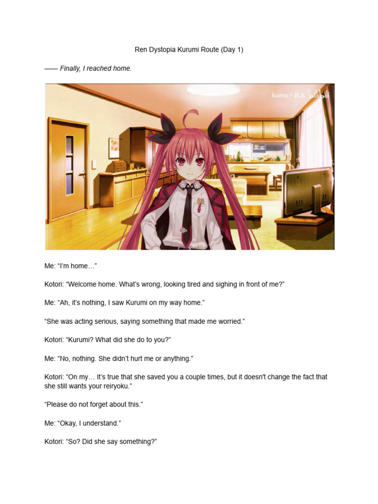 Ren Dystopia - Kurumi Route | PDF