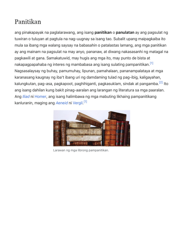 Panitikan - Wikipedia, Ang Malayang Ensiklopedya | PDF