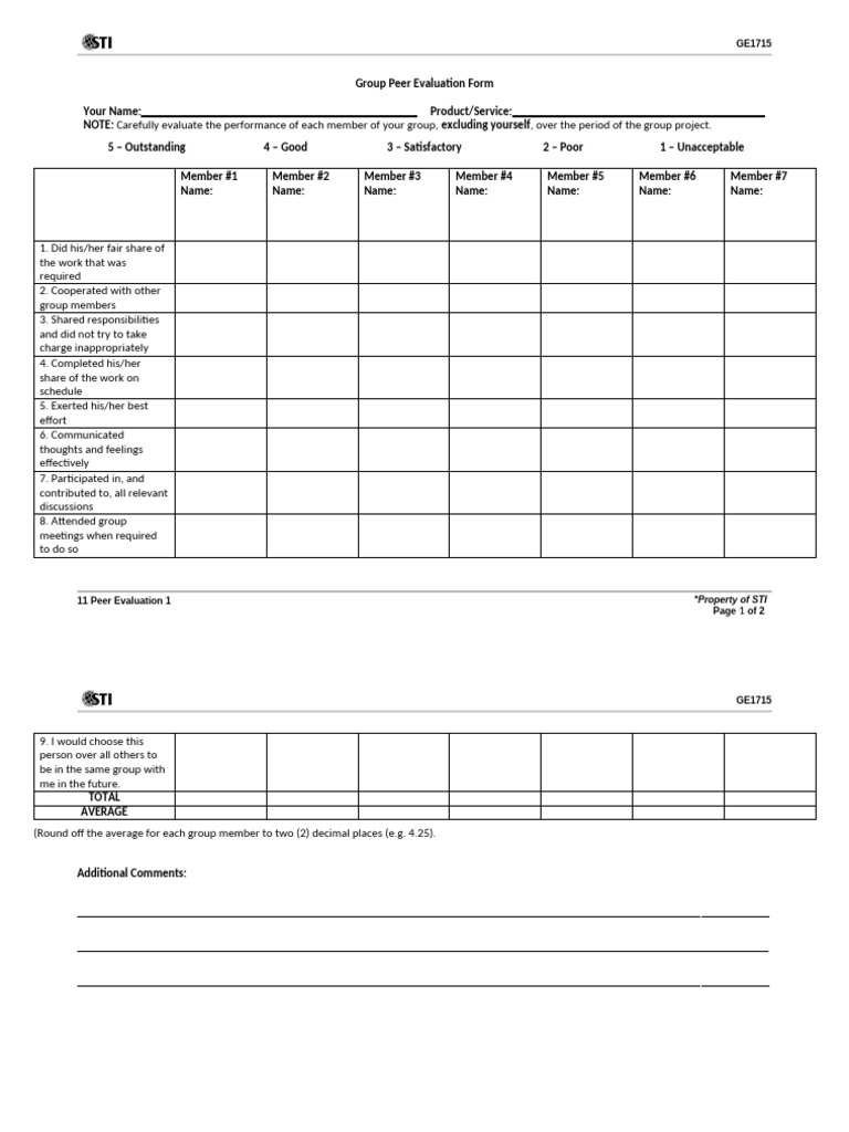 11 Peer Evaluation 1-Converted To Word | PDF