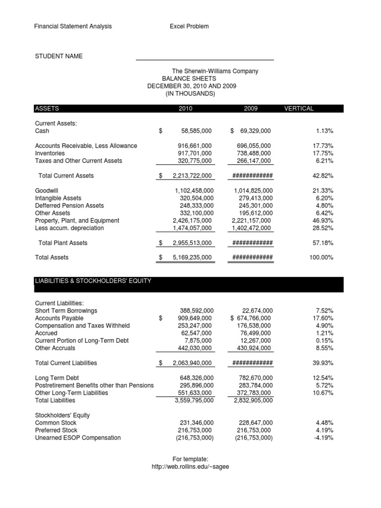 The Sherwin-Williams Company Excel Spread Sheet 2010 | PDF | Revenue ...