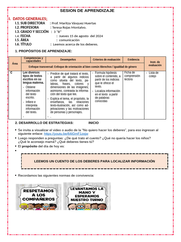 ACTIVIDAD Deberes de Los Niños 3 | PDF