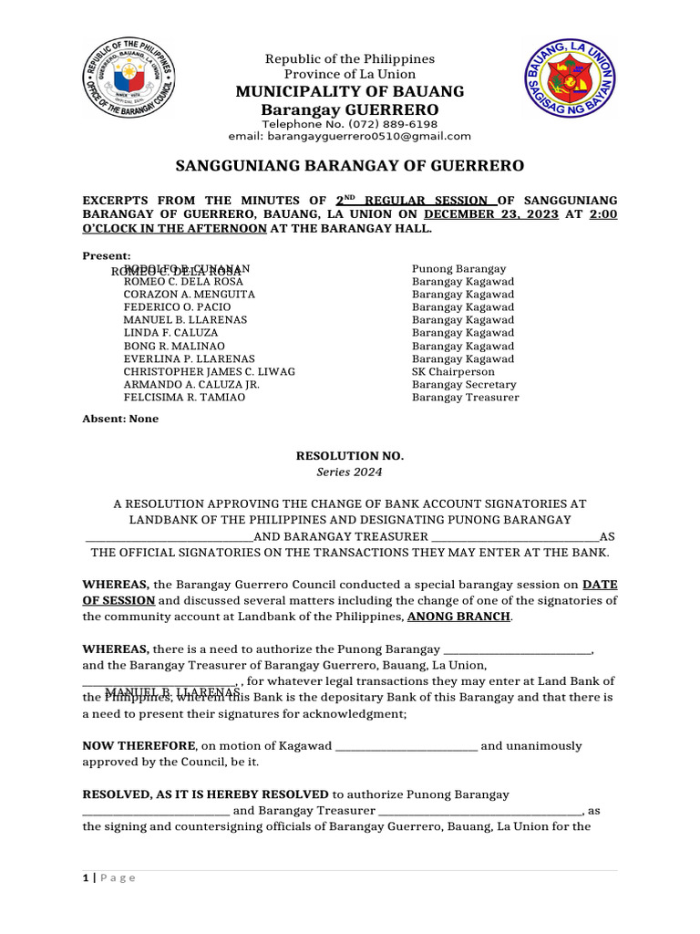 Resol Change Signatories | PDF
