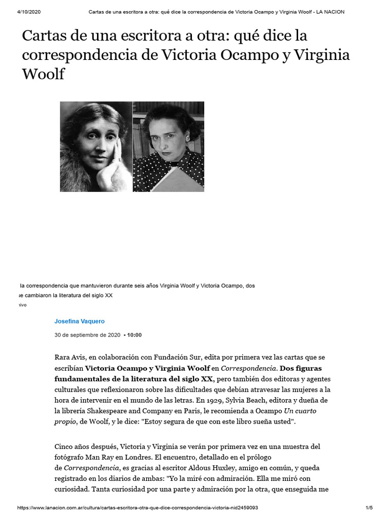 Cartas de Una Escritora A Otra - Qué Dice La Correspondencia de ...