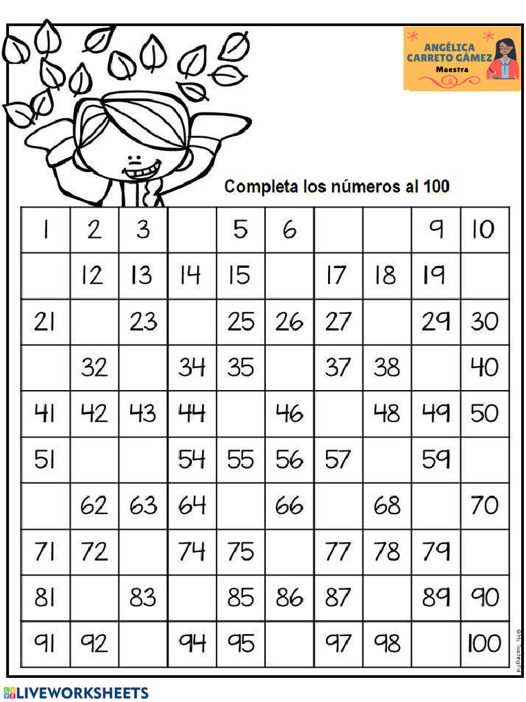 Numeracion Completar Numeros Hasta El Cien | PDF