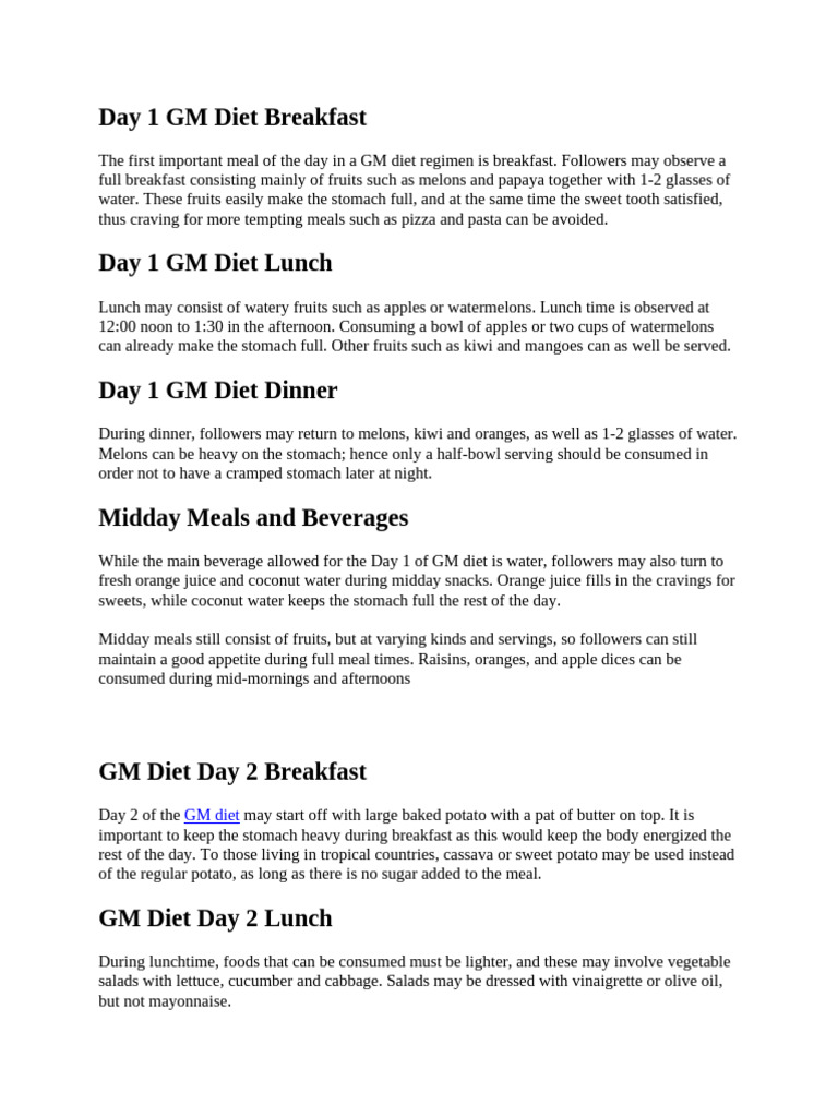 GM Diet | PDF