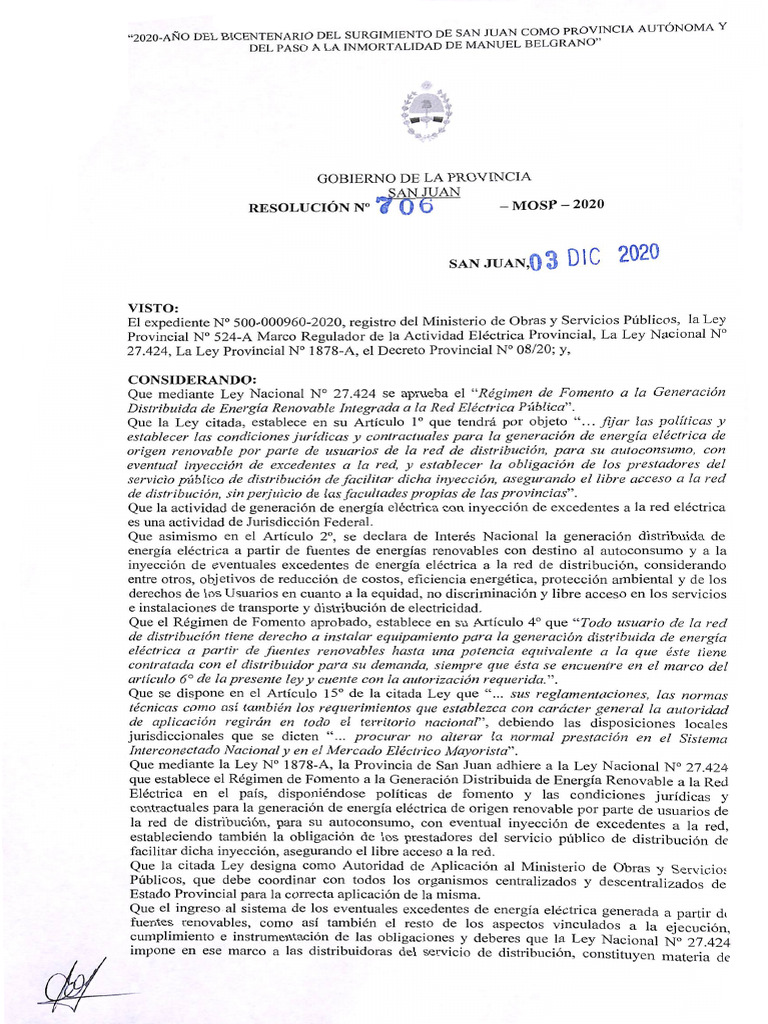 Resolucion MOSP No 706 2020 | PDF