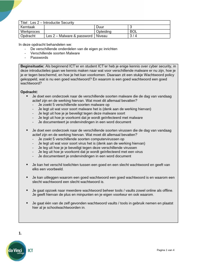 Les 2 - Introductie Cyber Security 1 | PDF