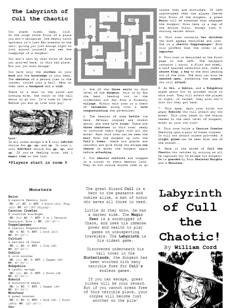 The Labyrinth of Cull The Chaotic (OSR) | PDF | Fantasy Creatures