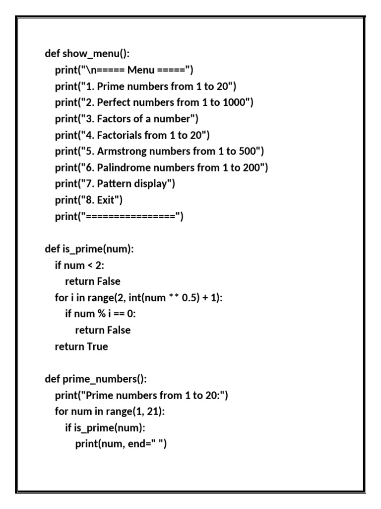 Menu Driven Pdf 