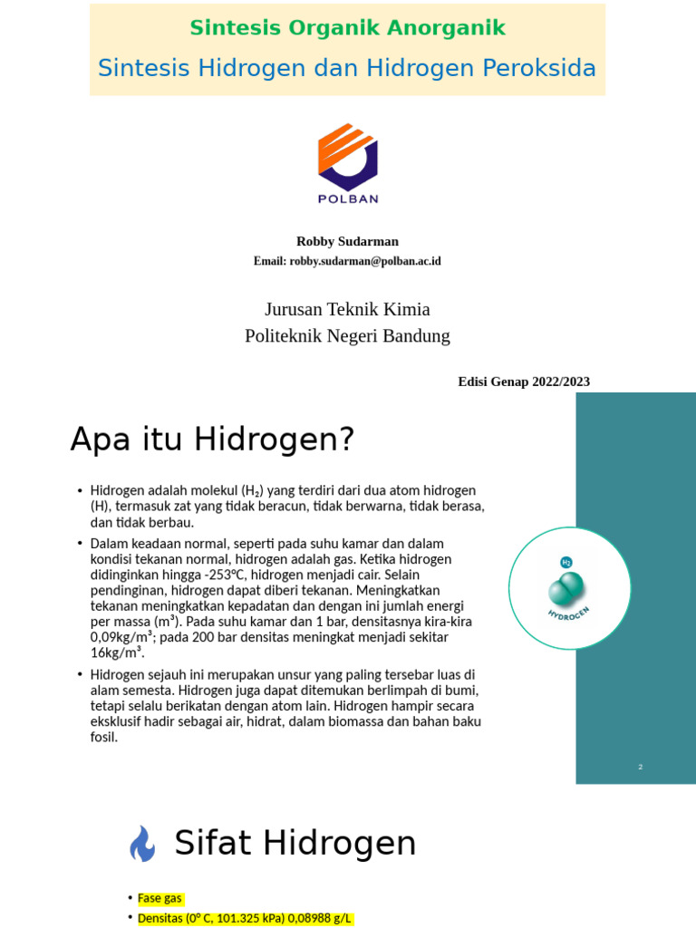 Cara Sintesis Hidrogen Peroksida | PDF | Teknologi & Rekayasa