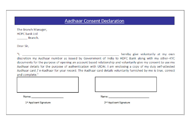 Aadhaar Consent Declaration | PDF