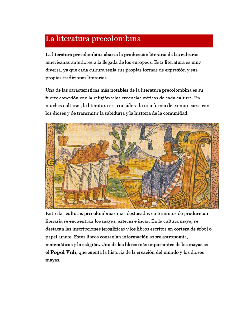 La Literatura Precolombina | PDF | Civilización maya | Náhuatl