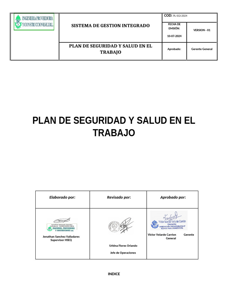 Plan SST Ipc Eirl 2024 Actuali | PDF