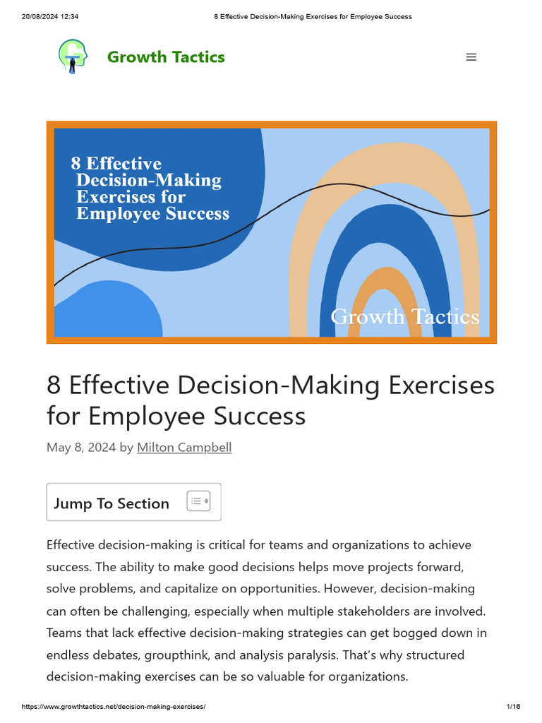8 Effective Decision-Making Exercises For Employee Success | PDF