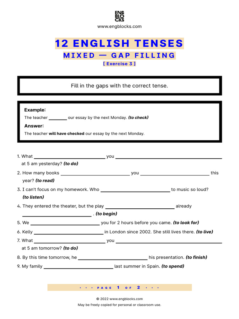 12-English-Tenses-Gap-Filling-Exercise-3 (1) - Removed | PDF
