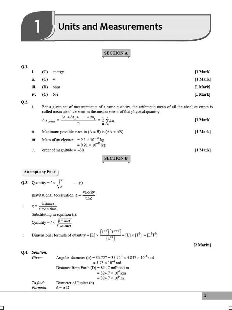 01 Units and Measurements Topic Test1679636154 | PDF