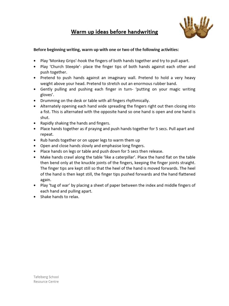 Ideas For Writing Warm Ups | PDF