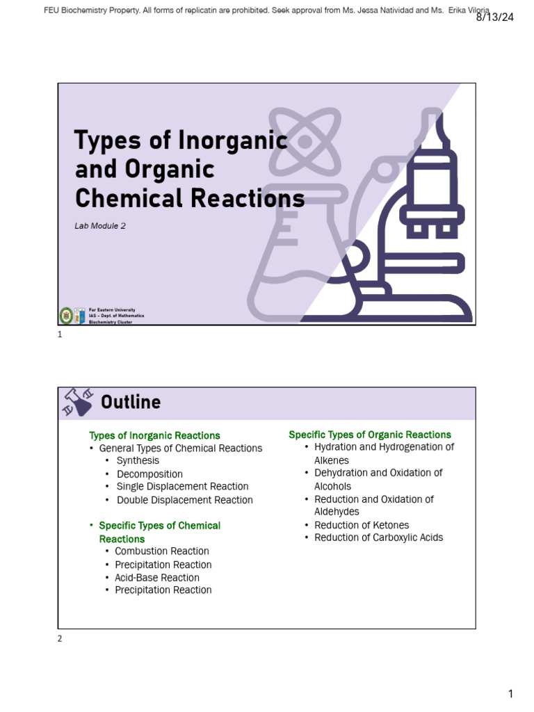03 Types of Inorganic and Organic Reactions | PDF
