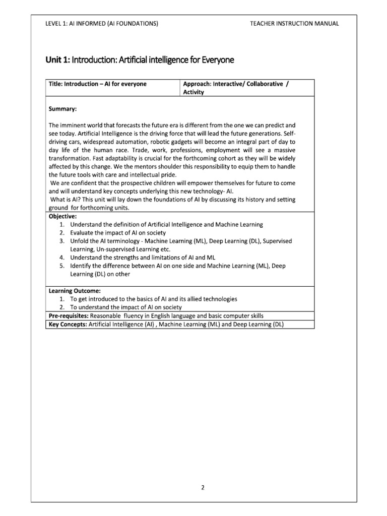 Grade 11-AI-Unit 1 | PDF