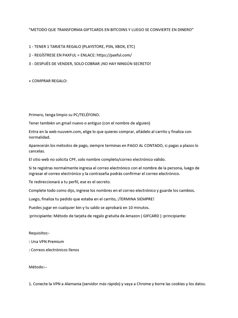 Metodo Giftcards A BTC | PDF