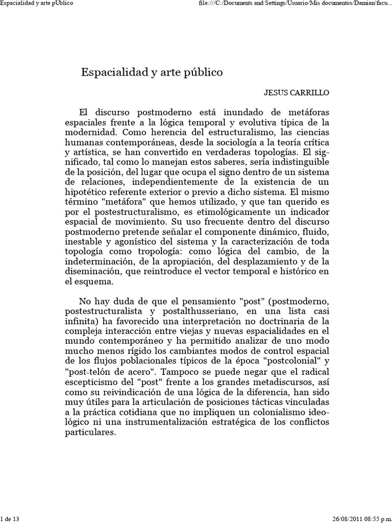 JESUS CARRILLO - Espacialidad y Arte Publico | PDF JESUS CARRILLO - Espacialidad y Arte Publico | PDF