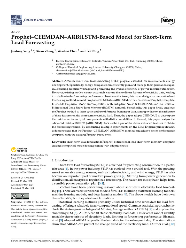 Prophet CEEMDAN ARBiLSTM Based - Model - For - Short Ter | PDF ...