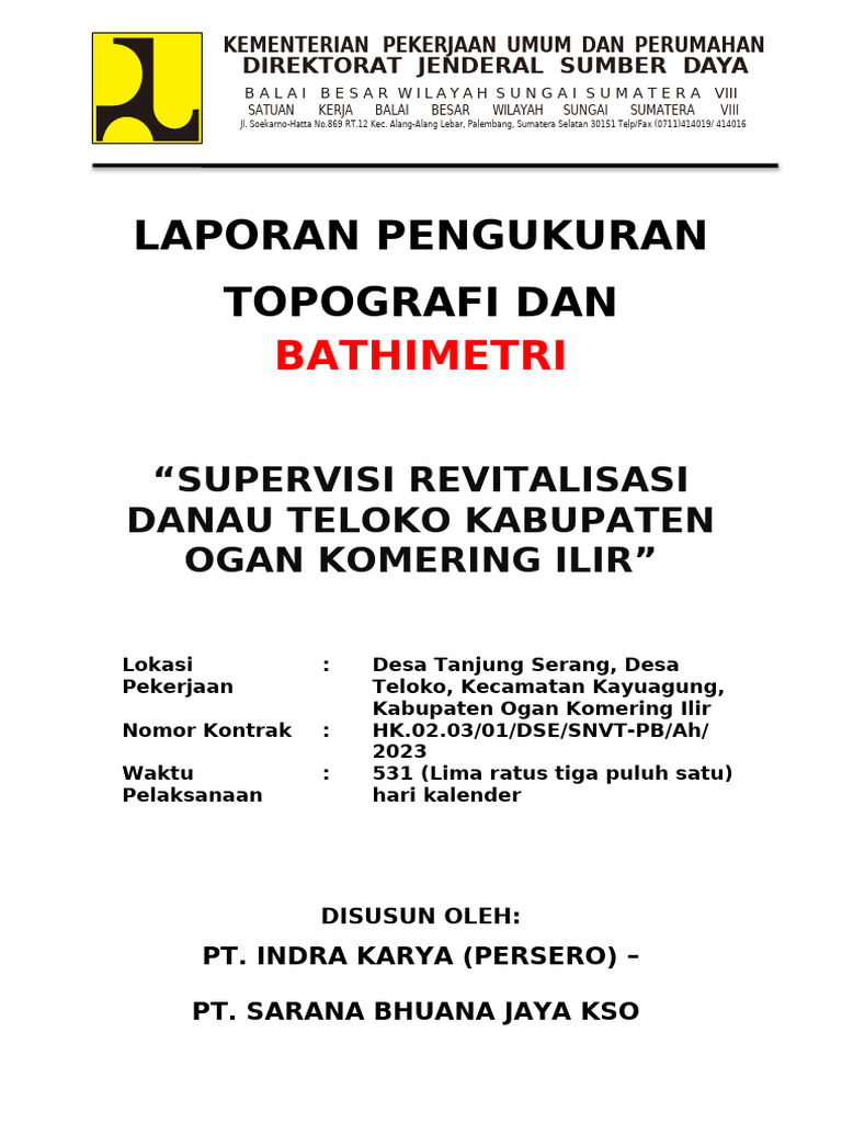 Laporan Survey Topografi Dan Bathimetri Danau Teloko - R5 | PDF