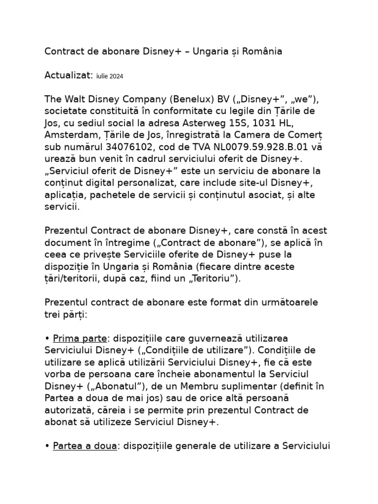 Contract de Abonare Disney | PDF