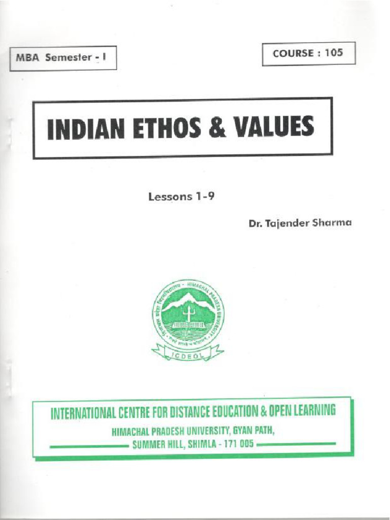 Indian Ethos & Business Ethics MBA 1st Sem | PDF