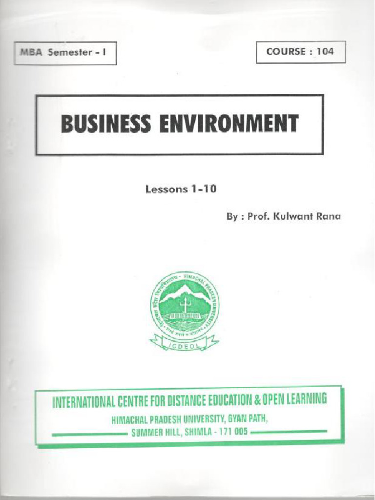 Business Environment MBA 1st Sem | PDF