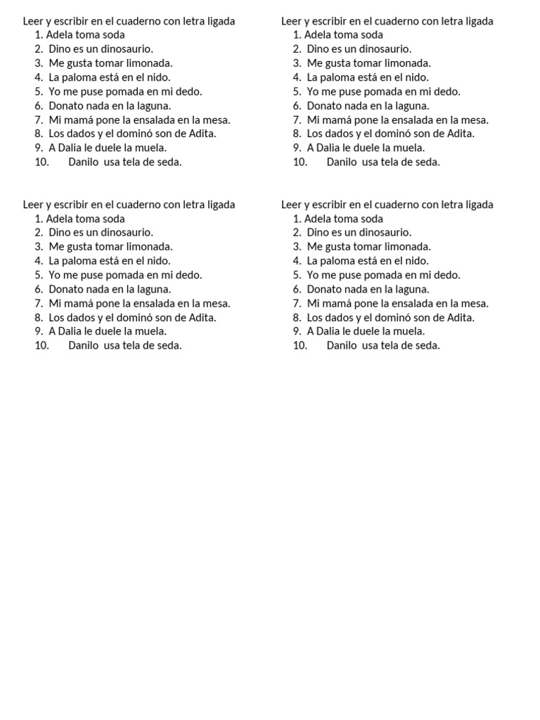 Leer y Escribir en El Cuaderno Con Letra Ligada | PDF
