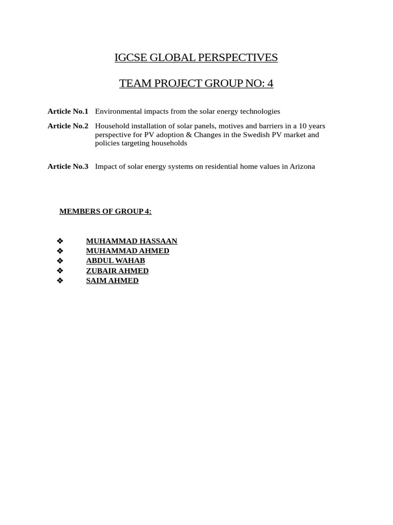 IGCSE GLOBAL PERSPECTIVES -Article no.2 | PDF