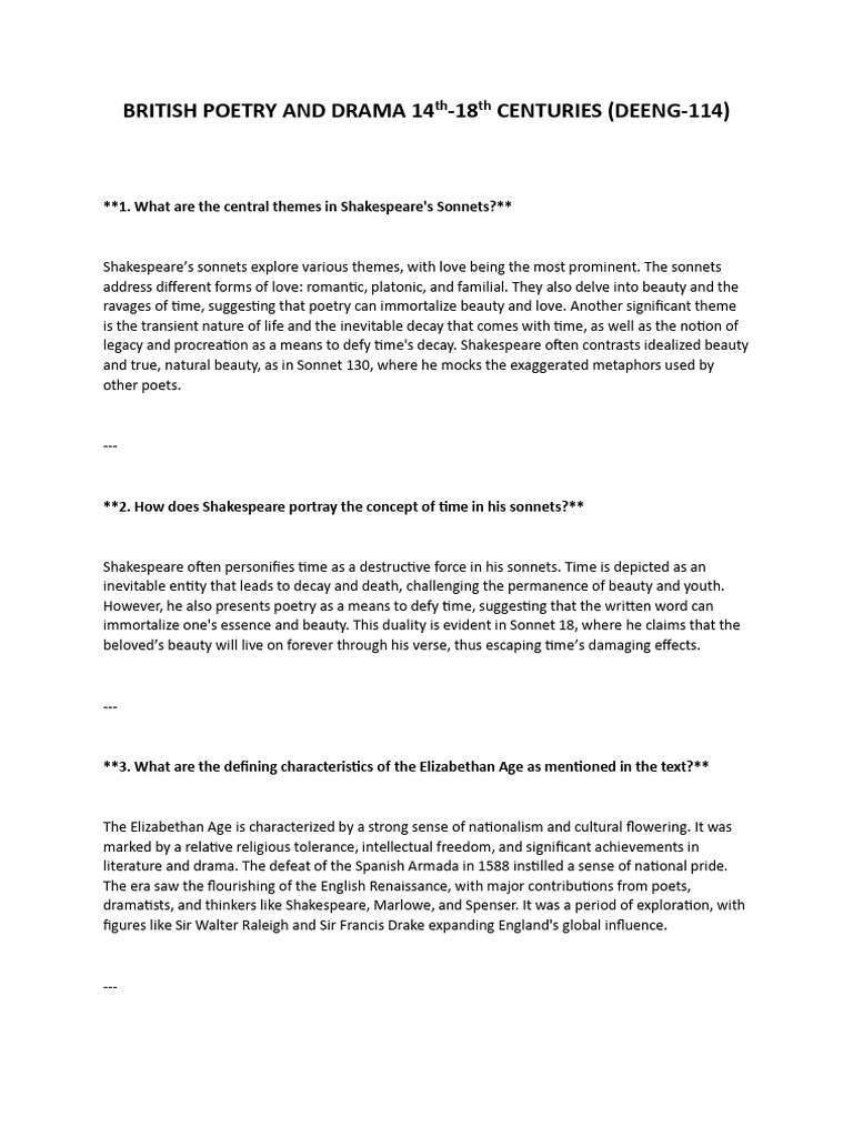 BRITISH POETRY AND DRAMA 14th | PDF