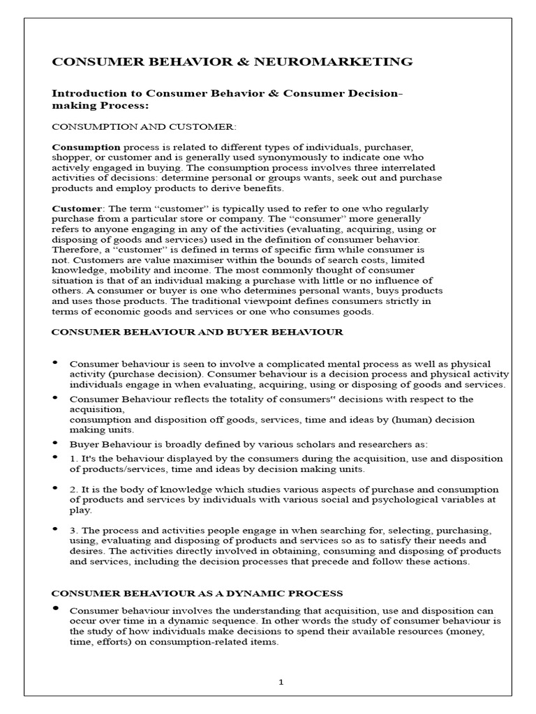 Consumer Behaviour and Decision Making PDF | PDF
