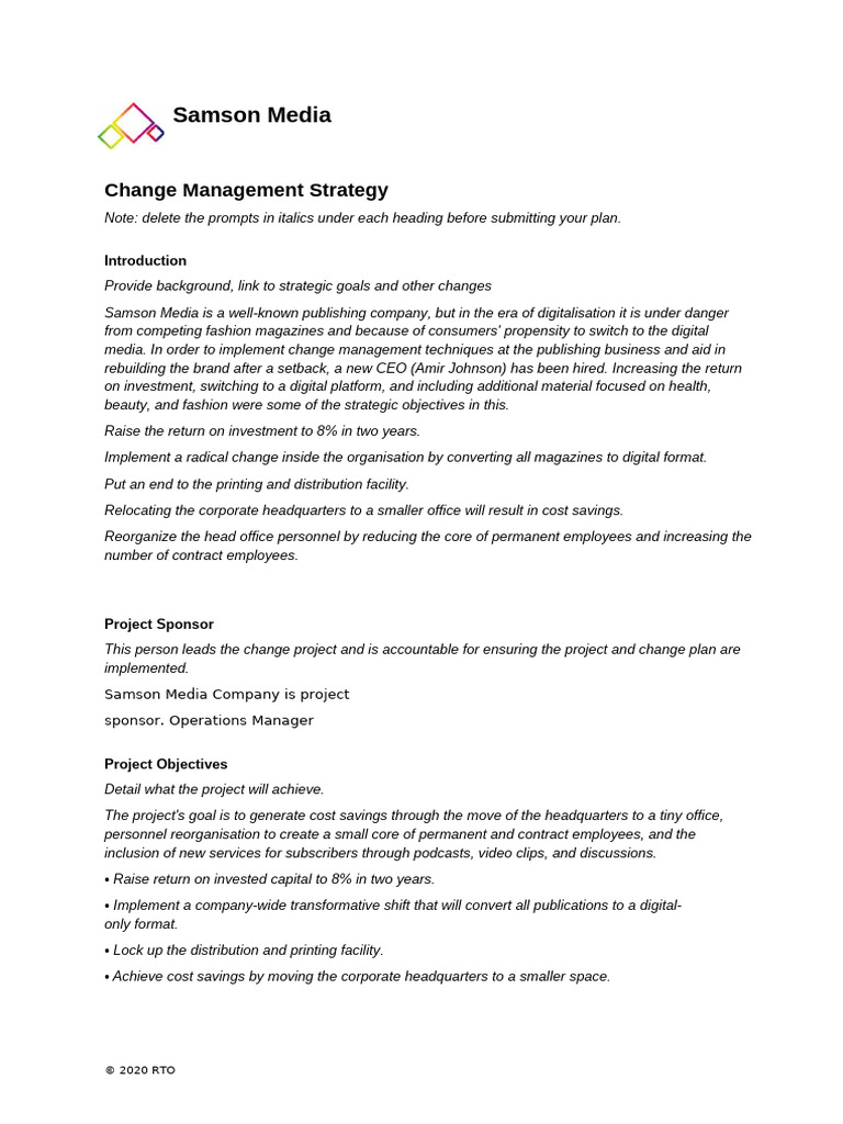 Samson Media: Change Management Strategy | PDF