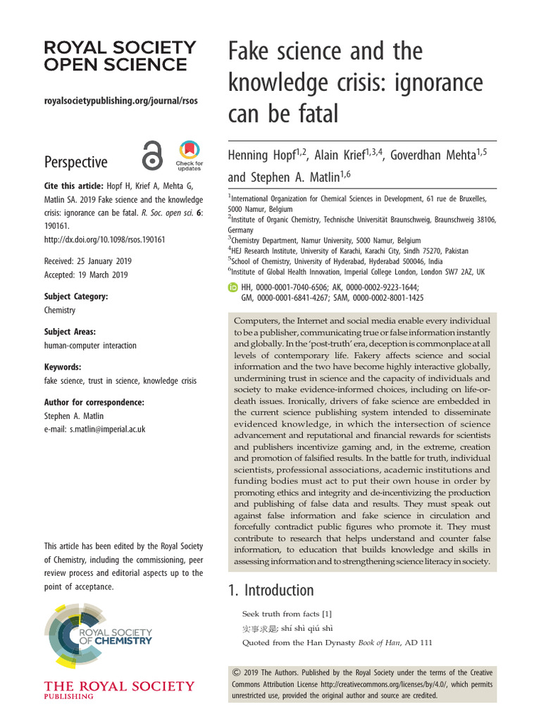 Fake Science and The Knowledge Crisis Ignorance Ca | PDF