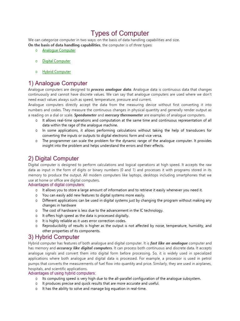 Types of Computer | PDF