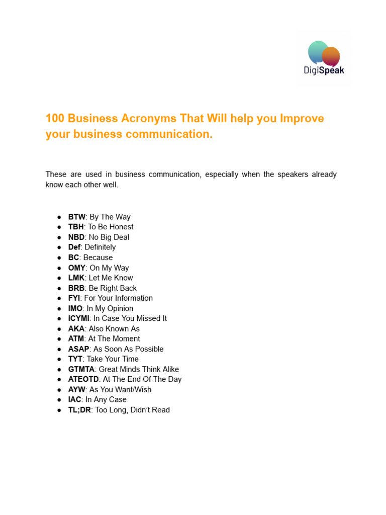 Business Acronyms | PDF