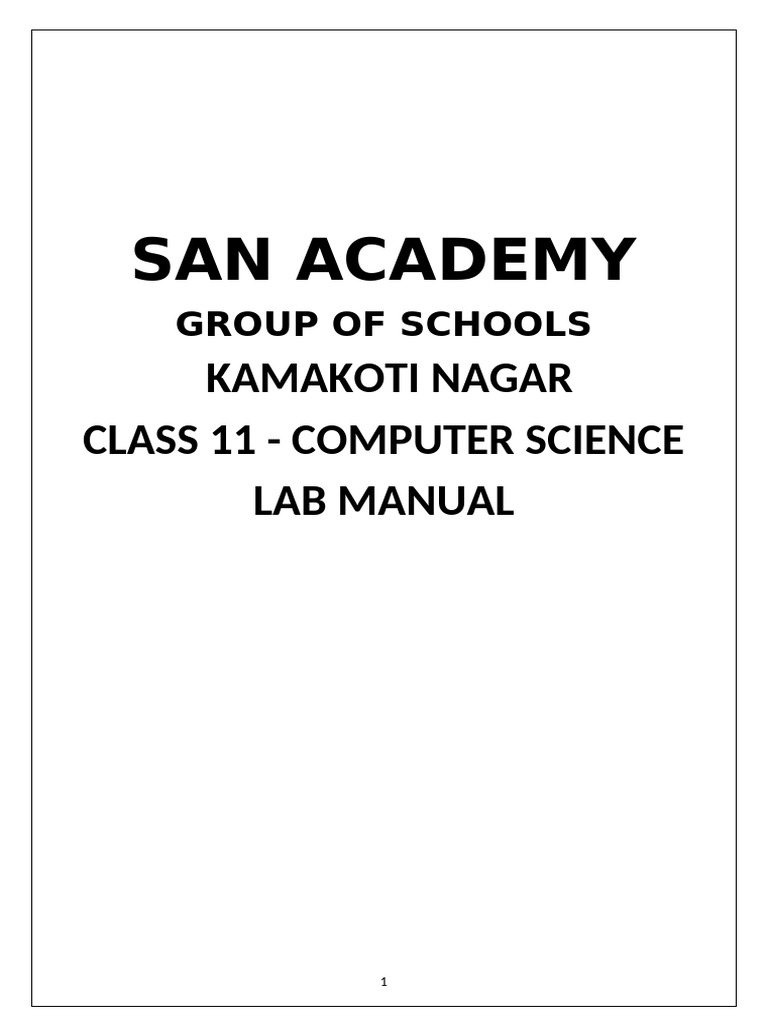 Class 11 - Cs Lab Manual 2024-2025 | PDF