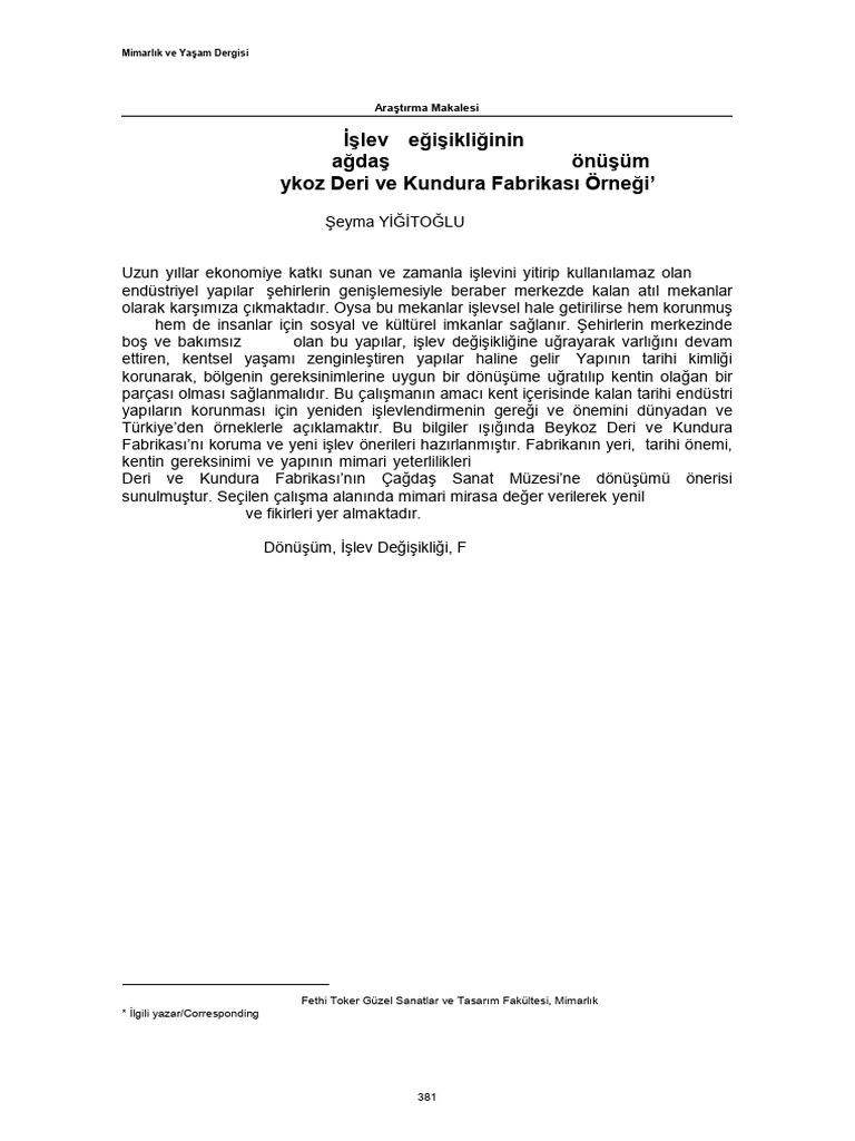 Mimaride İşlev Değişikliğinin Etkileri - 10.26835-My.674968-931413 | PDF