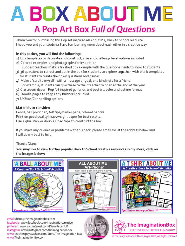 A Pop Art Box Full of Questions: in This Packet, You Will Find The ...